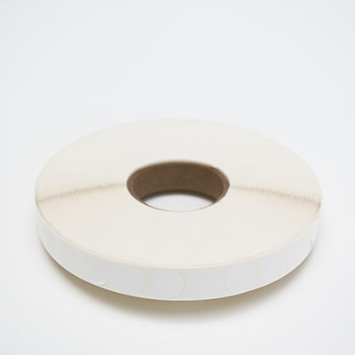 1″ Round White Paper Tabs. 9″ Roll, 10K per Roll, 12 Rolls per Case ...